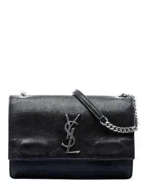 Saint Laurent Calfskin Monogram Sunset Crossbody Bag - Black