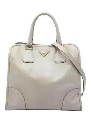 Prada Saffiano Lux Shopping Tote Satchel - Grey