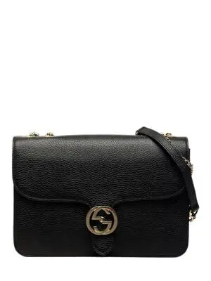 Gucci Medium Dollar Calfskin Interlocking G Crossbody Bag - Black