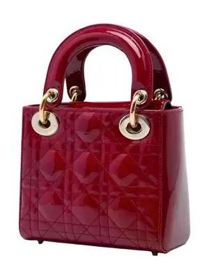Dior Patent Cannage Lady Satchel - Red