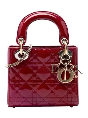 Dior Patent Cannage Lady Satchel - Red