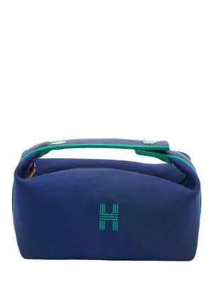Hermès Bride-a-brac Toile H Logo-embroidered Clutch Bag - Blue