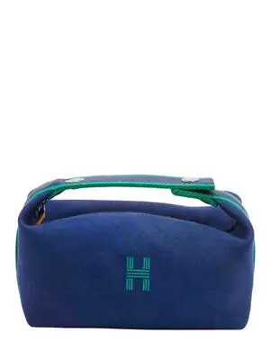 Hermès Bride-a-brac Toile H Logo-embroidered Clutch Bag - Blue