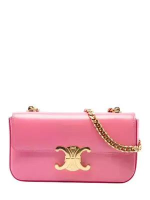 Celine Shiny Calfskin Claude Chain Shoulder Bag - Pink