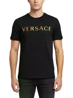 Versace Logo-embroidered T-shirt - Black