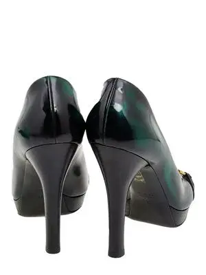 Gucci Horsebit Peep-toe High Heel Pumps - Green