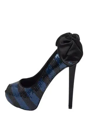 LOUIS VUITTON Sequin-embellished Peep-toe High Stiletto Heel Sandals - Black