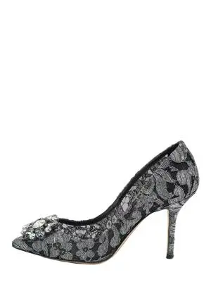 Dolce & Gabbana Bellucci Crystal-embellished Lace Stiletto Pumps - Grey
