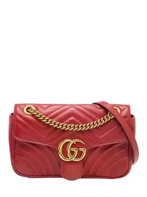 Gucci Small Gg Marmont Matelassé Cross Body Bag - Red