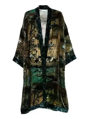 PIERRE-LOUIS MASCIA Pierre-Louis Mascia Landscape-Print Velvet Coat