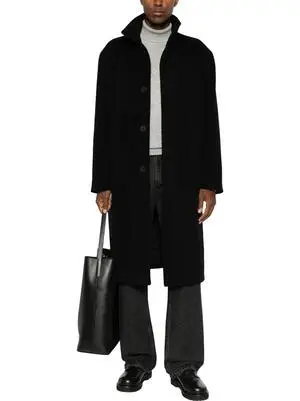 Sandro Stand-up Collar Buttoned Coat - Black