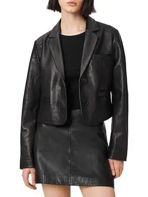 ALLSAINTS Apton Leather Blazer - Black
