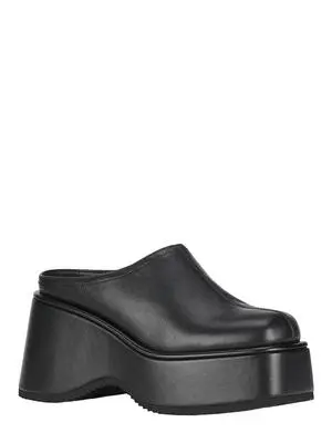 Jeffrey Campbell Waveform Leather Platform Mules - Black