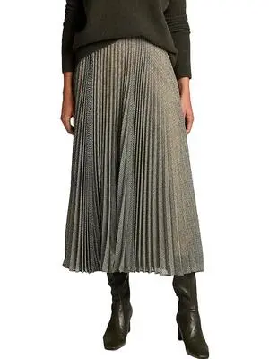 Vince Sheer Houndstooth Pleated Pull-on Skirt - Black/sage