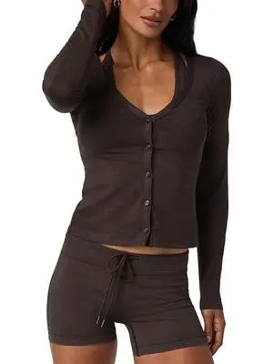 Vuori Halo V Neck Cardigan - Java Heather