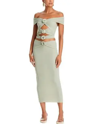 MAYGEL CORONEL Maygel Coronel Ruched Cutout Set Sage