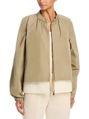 Fabiana Filippi Taffeta Bomber Jacket With Layered Hem - Olive
