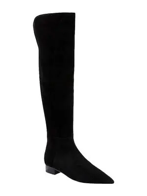L'Agence Grand Suede Pointed Toe Boots - Black Suede
