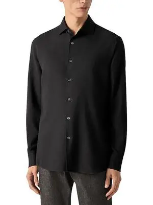 Zegna Cashco Cotton Blend Shirt - Black