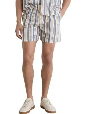 REISS Mararani Stripe Drawstring Shorts - Blue/ecru