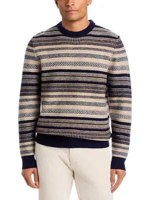 Barbour Highsted Fair Isle Wool Crewneck Sweater - Navy