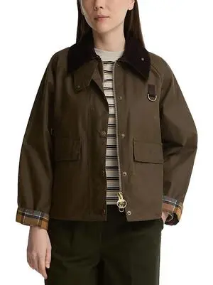 Barbour Spey Waxed Cotton Jacket - Olive/beige/classic