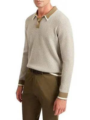 Ted Baker London Buckler Long Sleeve Waffle Stitch Polo - Olive