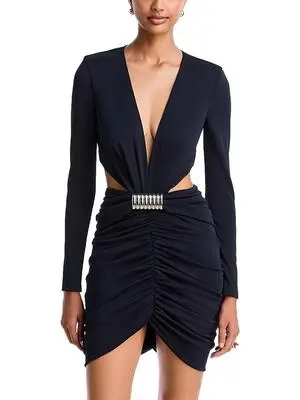 Bcbgmaxazria Nicolette Cutout Ruched Mini Dress - Black