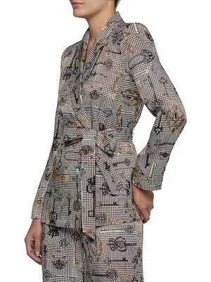 L'Agence Aven Wrap Blazer - Brown Multi Houndstooth
