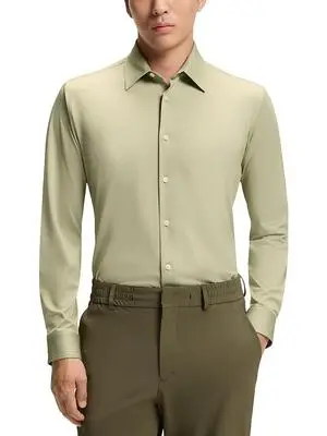 BOSS Roan Kent Collar Slim Fit Shirt - Beige