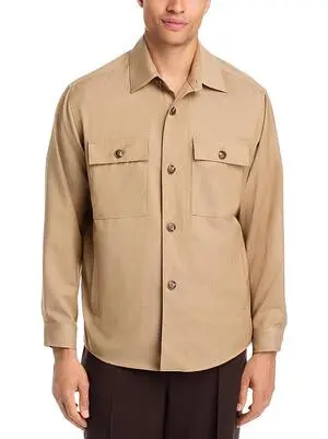 BOSS Carper Wool Button Overshirt - Medium Beige