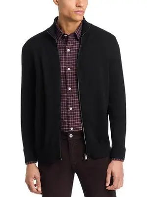 BOSS Liopedro Wool & Cotton Zip Sweater - Black