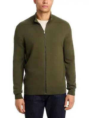 BOSS Liopedro Wool & Cotton Zip Sweater - Open Green
