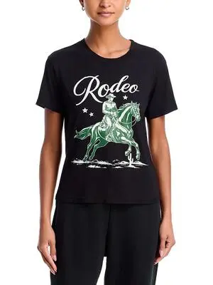 Aqua Olivia Rodeo Horse Cotton Tee - Black