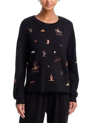 Aqua Tessa Rodeo Elements Cotton Sweatshirt - Black