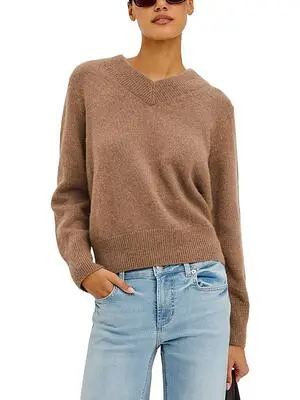 Rails Lidya V Neck Sweater - Heather Camel
