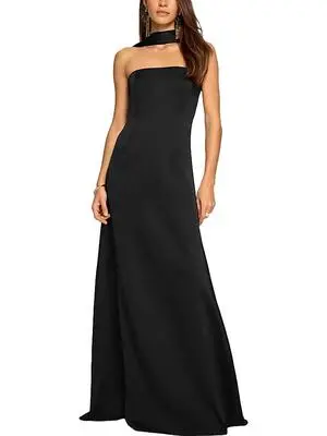 Ramy Brook Sleeveless Attached Scarf Gown - Black
