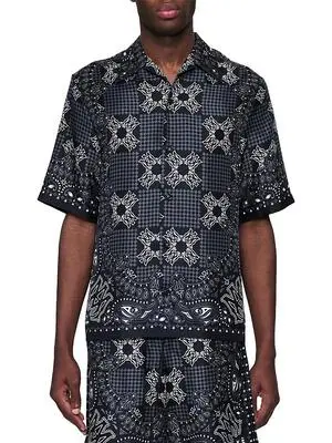 Amiri Check Pattern Silk Camp Shirt - Black