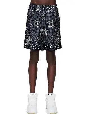 Amiri Amiri Check Pattern Silk Drawstring Shorts Black