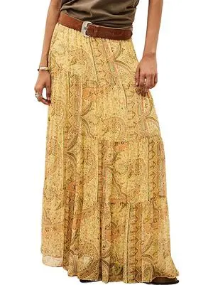 Ba&sh Cali Printed Maxi Skirt - Yellow