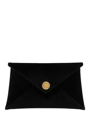 Altuzarra Velvet Envelope Clutch With Gold Tone Clasp - Black