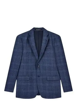 Emporio Armani Classic Fit Plaid Check Blazer - Light Blue