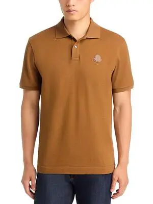 Moncler Logo Patch Cotton Piquet Polo Shirt - Bronze