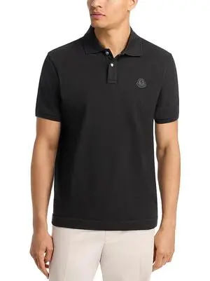 Moncler Logo Patch Cotton Piquet Polo Shirt - Olive