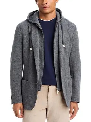 Eleventy Hooded Single Breasted Jacket - Medium Grey