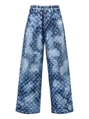 Dsquared2 Monogram Wide-leg Jeans - Blue