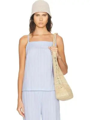 Donni. The Eyelet Pop Shell Top In Baby Blue - Cloud