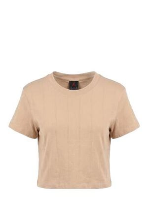 JORDAN Cropped Crewneck T-shirt - Beige
