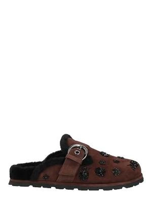 STUART WEITZMAN Embellished Shearling Lined Clogs - Brown