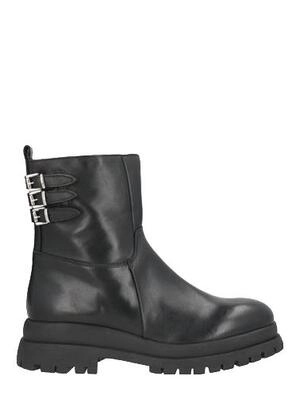 DINO DRAGHI Leather Ankle Boots With Block Heel - Black